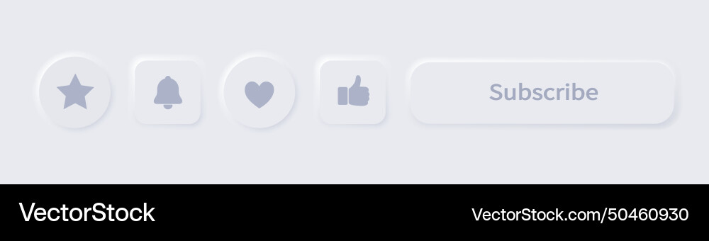 Subscribe button set for social media white Vector Image