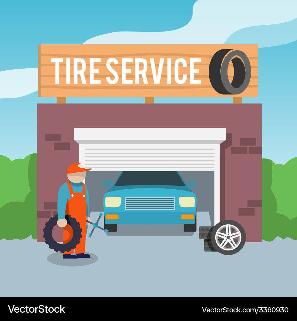 Tire service poster Royalty Free Vector Image - VectorStock
