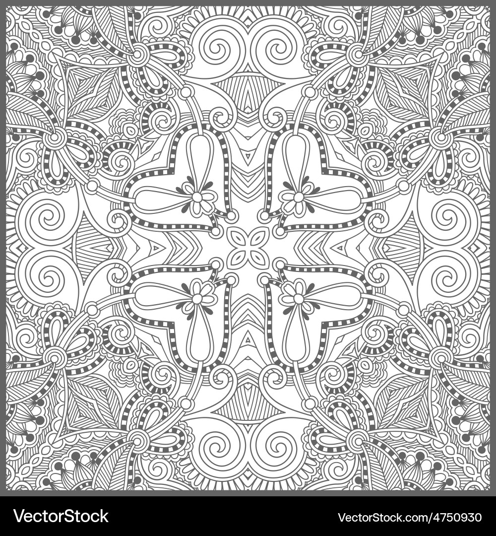Unique coloring book square page for adults Vector Image