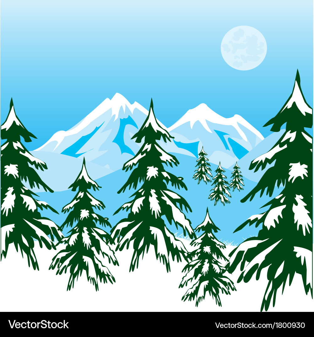 Winter in mountain Royalty Free Vector Image - VectorStock