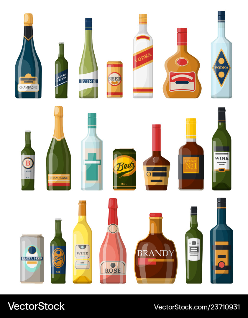 Alcohol Bottles & Beverages Royalty Free Vector Image