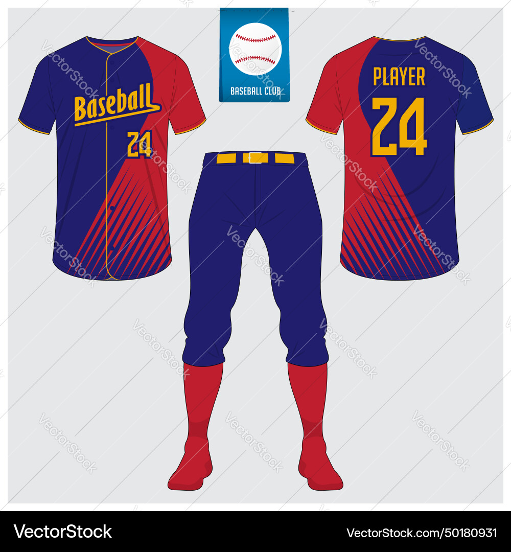 Baseball uniform mockup template design Royalty Free Vector