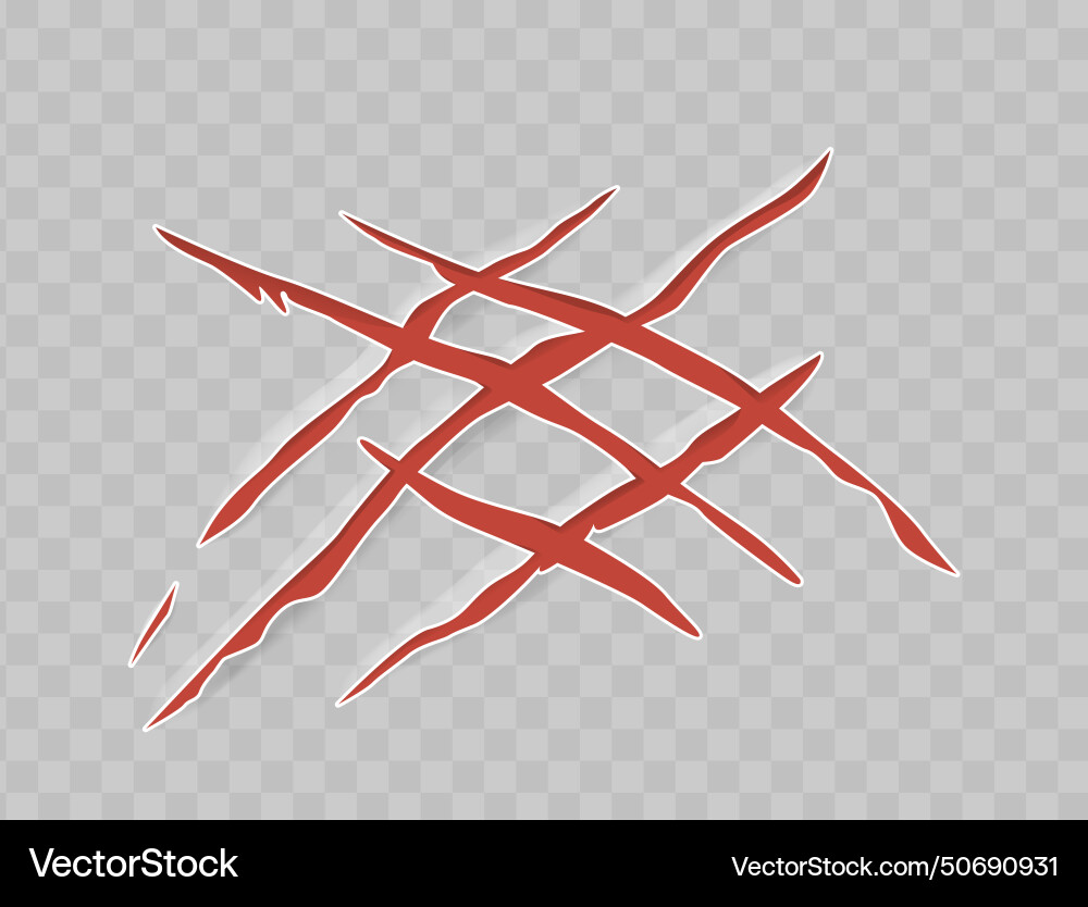 Claw scratch marks isolated realistic 3d Vector Image