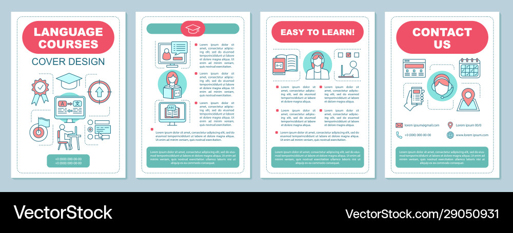 Foreign language courses brochure template Vector Image