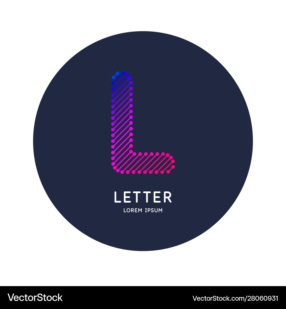 Letter l latin alphabet display Royalty Free Vector Image