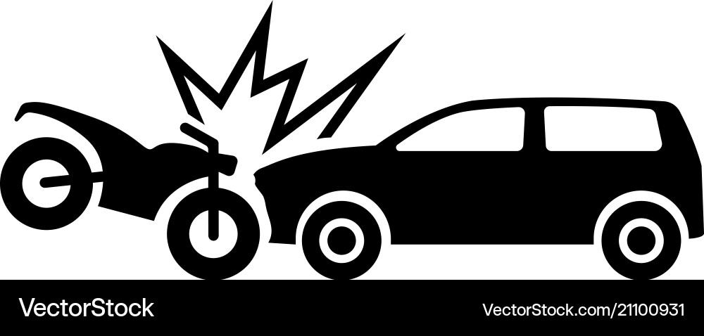 Motorcycle hits car crash flat icon Royalty Free Vector