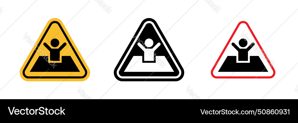 Mud warning sign icon set danger caution Vector Image