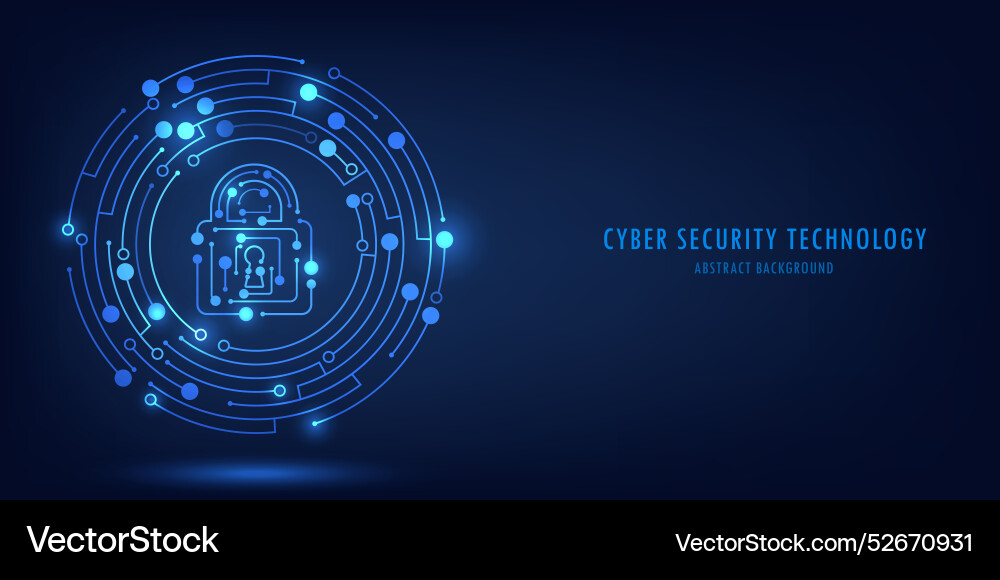 Padlock in the circular circuit cyber security Vector Image
