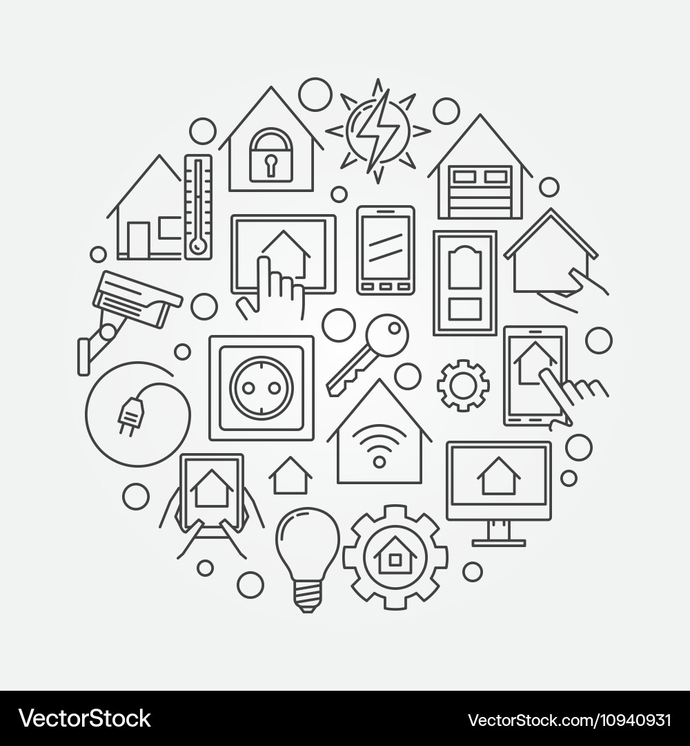 Smart home circular line Royalty Free Vector Image