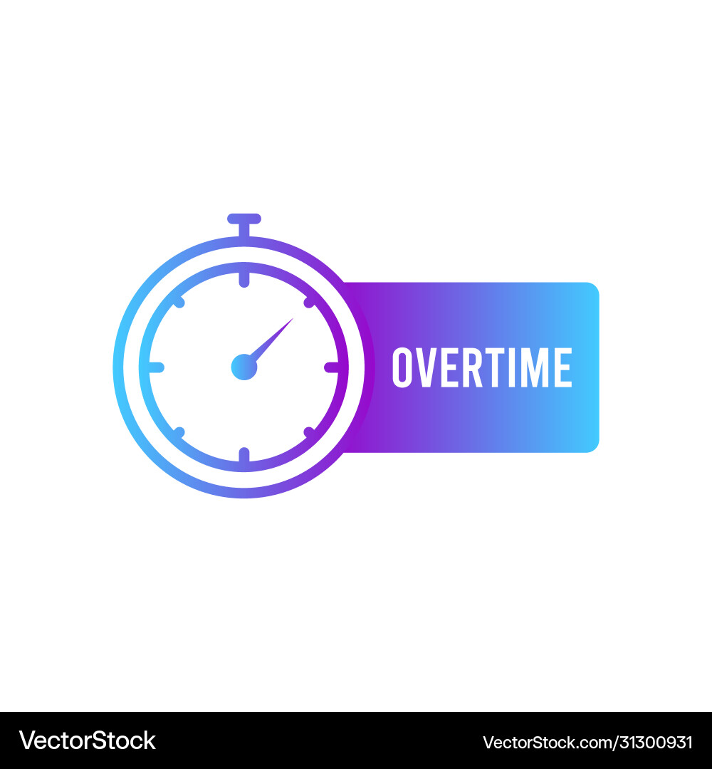 Stopwatch stop watch timer with word overtime Vector Image