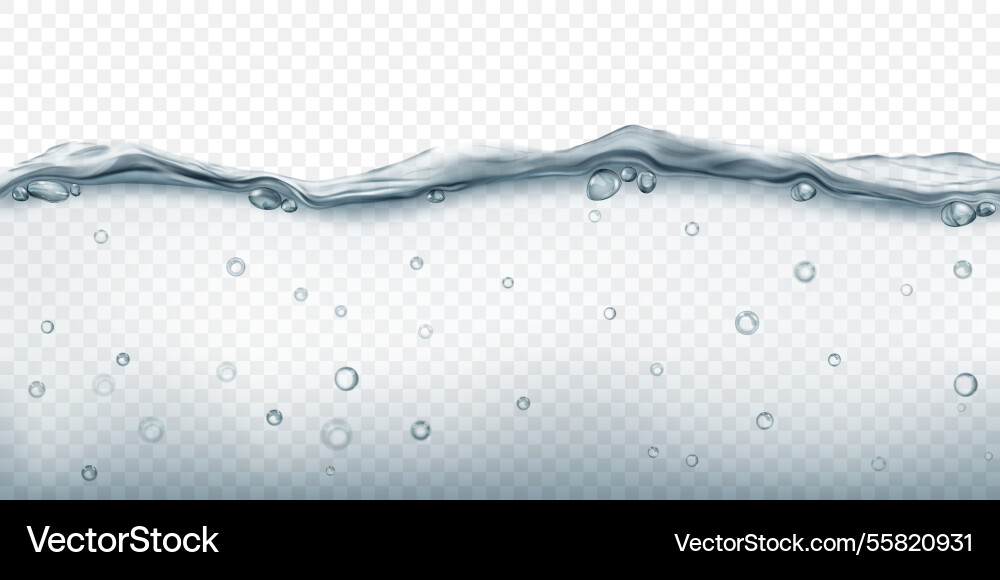 Translucent water wave with air bubbles Royalty Free Vector