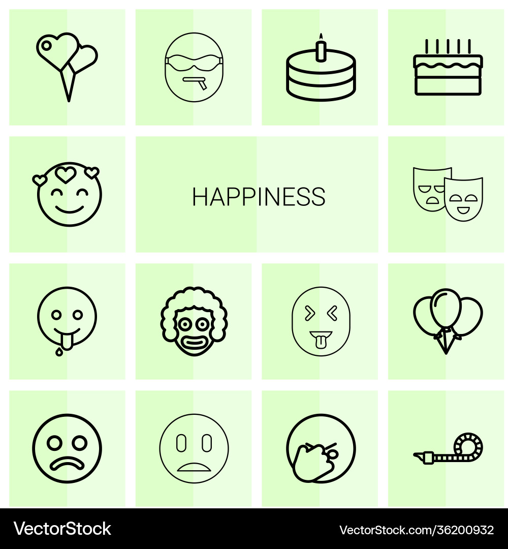 14 happiness icons Royalty Free Vector Image - VectorStock
