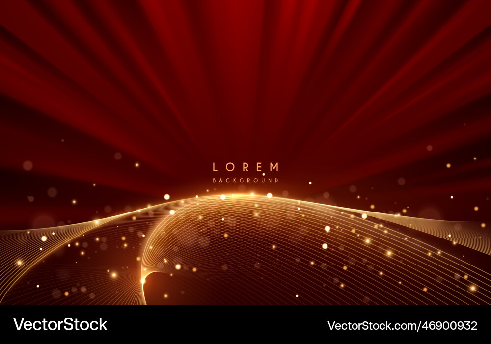Abstract red background with golden lines Vector Image