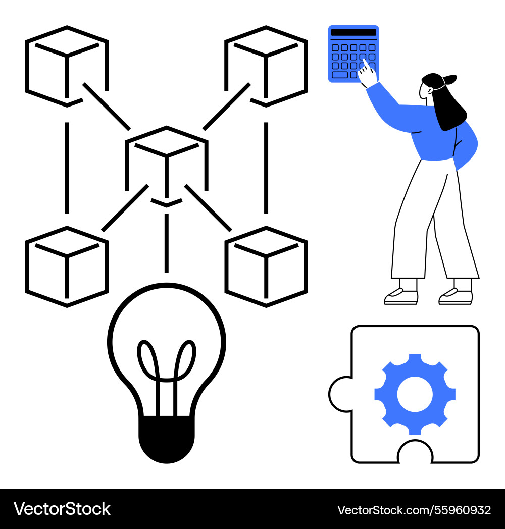 Blockchain network concept with interconnected Vector Image