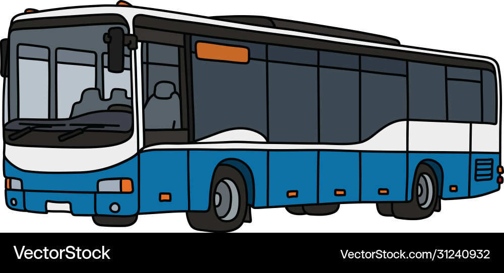Blue and white bus Royalty Free Vector Image - VectorStock