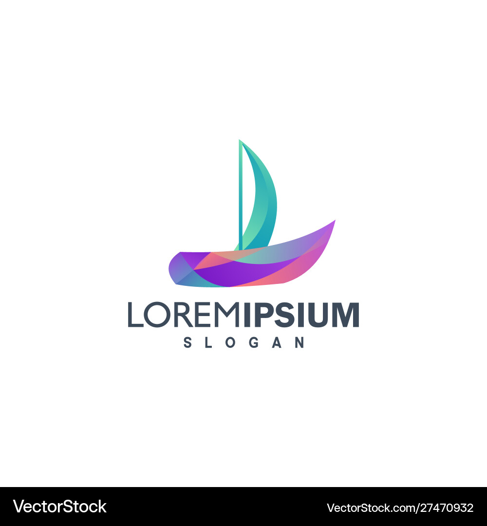 Colorful ship logo design inspiration Royalty Free Vector