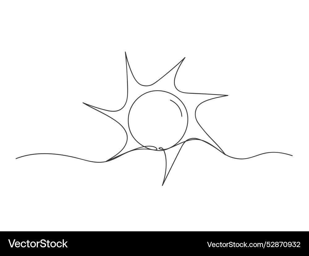 Continuous one line art the sun bright isolated Vector Image
