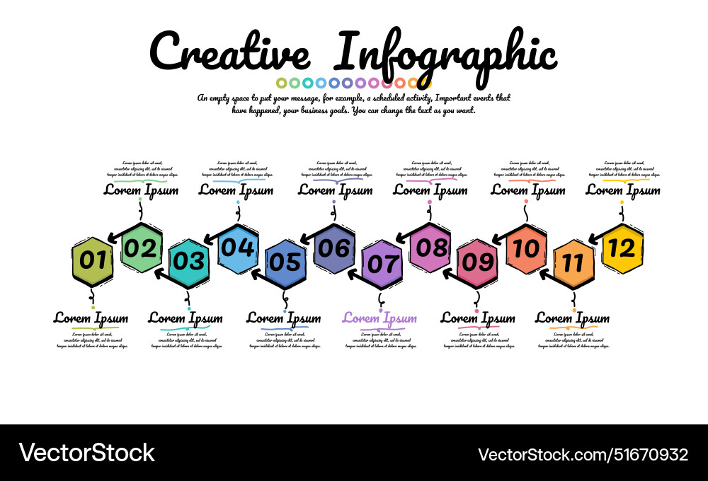 Doodle infographic presentation for 12 options Vector Image