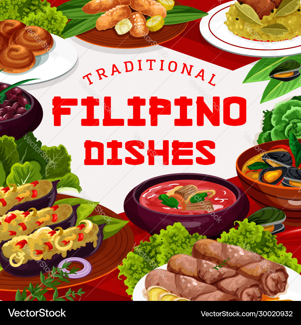 Filipino Cuisine Dishes Royalty Free Vector Image