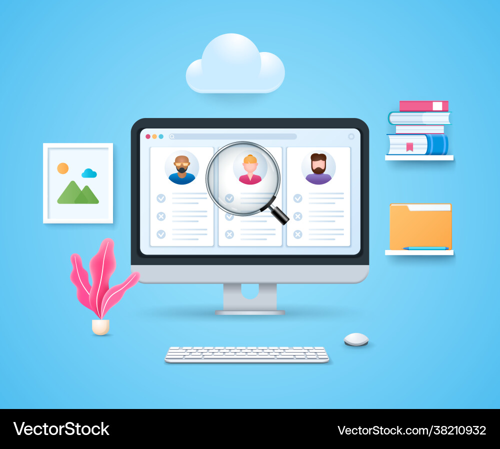 Hiring and human resource management in 3d style Vector Image