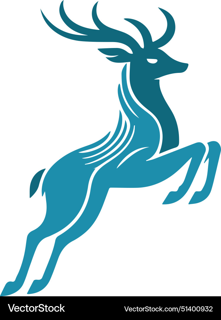 Minimal modern jumping deer w Royalty Free Vector Image