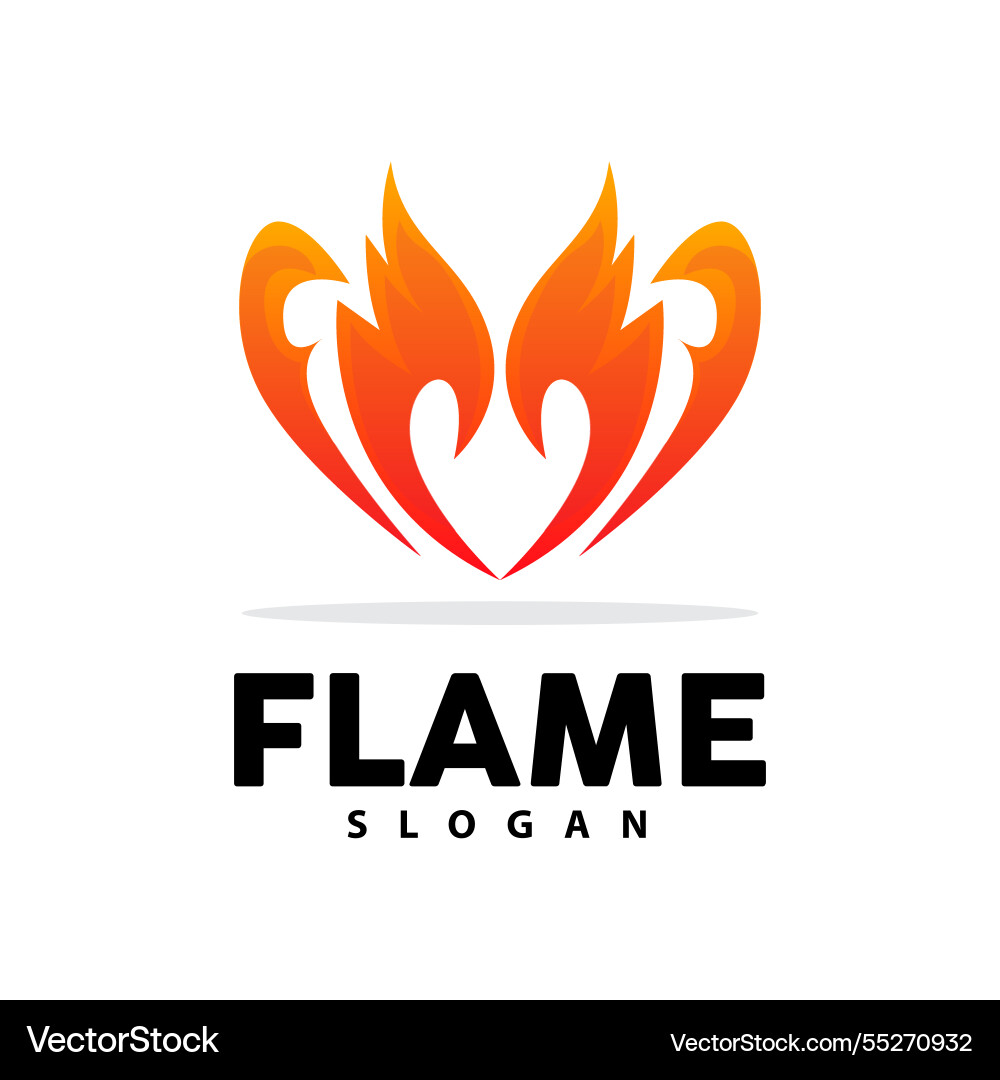 Red flame logo burning heat fire Royalty Free Vector Image