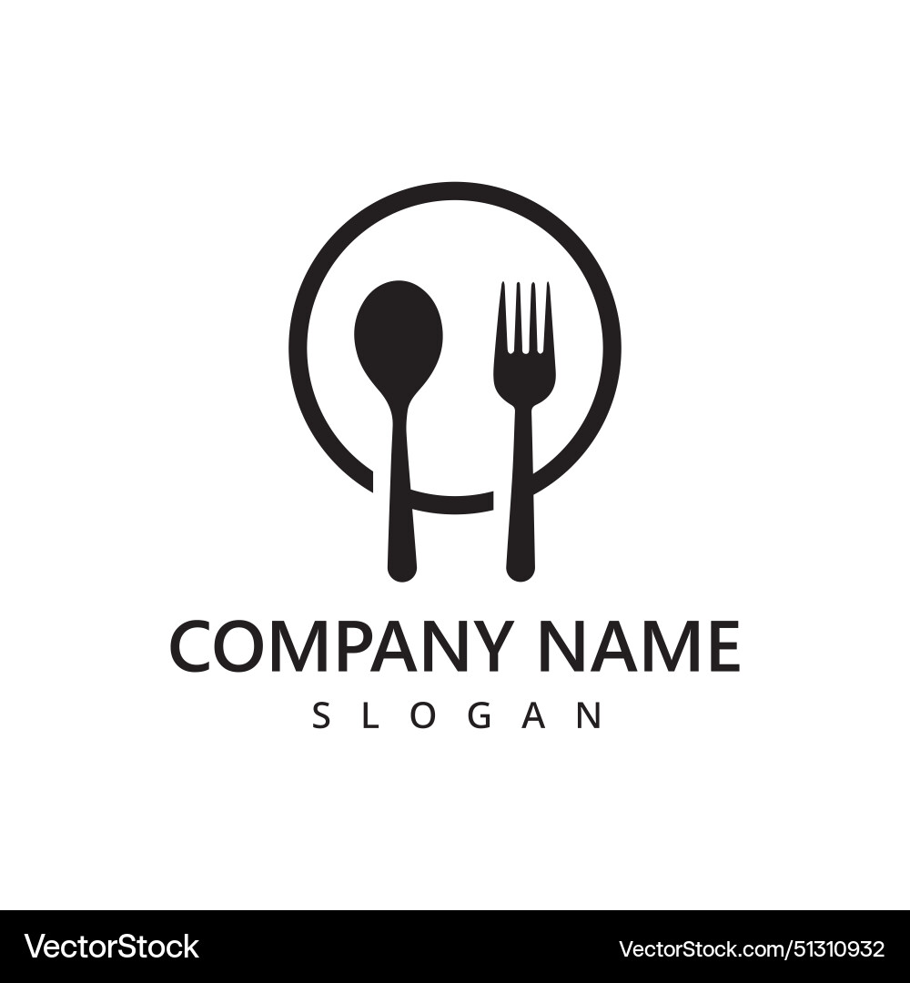 Restaurant logo menu design template using spoon Vector Image