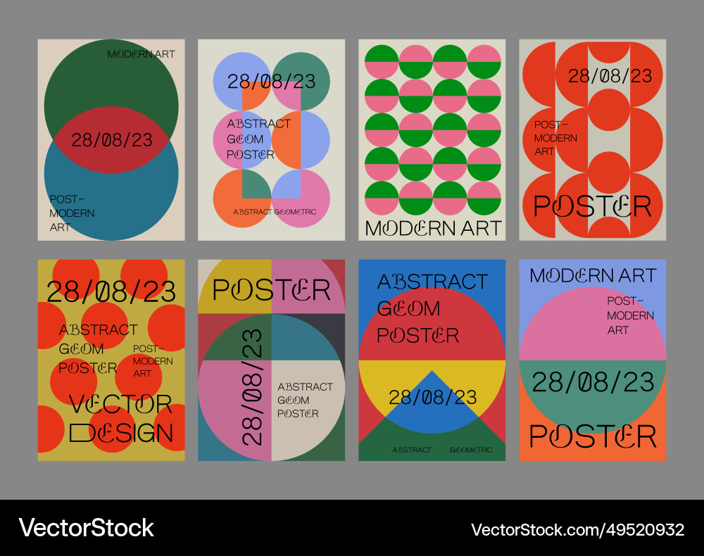 Set of geometric postmodern inspired posters cool Vector Image