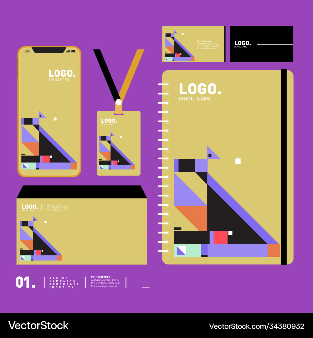 Stationery corporate brand identity mockup set Vector Image