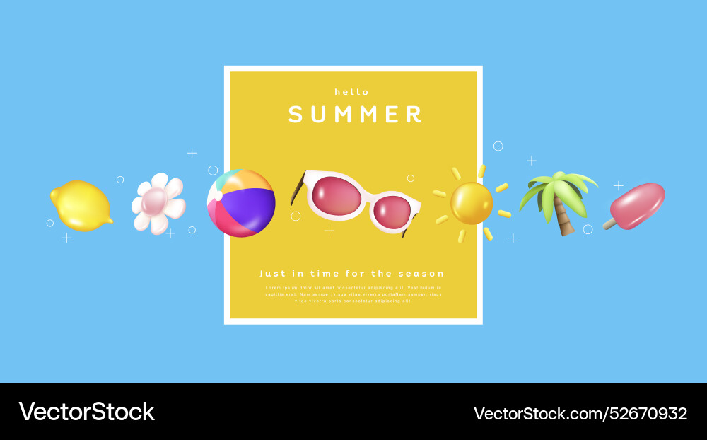 Summer poster banner with icon tropical Royalty Free Vector
