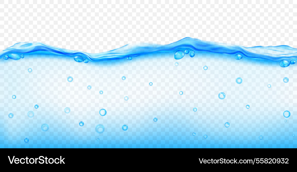 Translucent water wave with air bubbles Royalty Free Vector