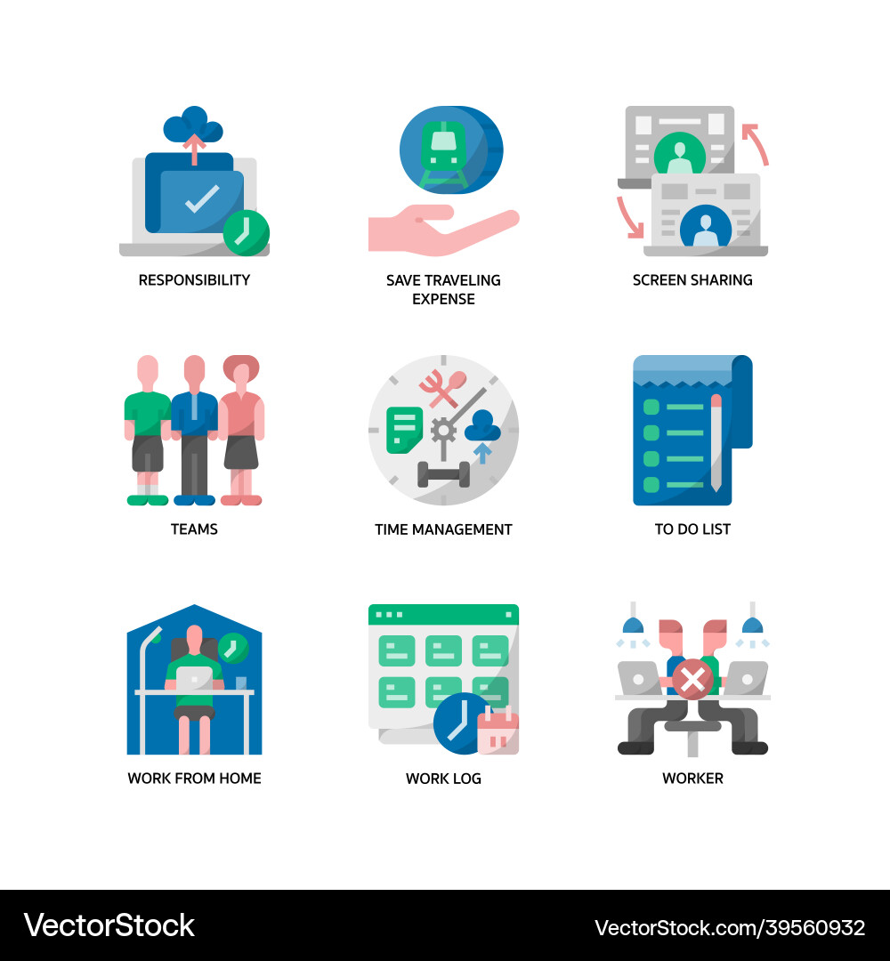 Work from home icons set Royalty Free Vector Image