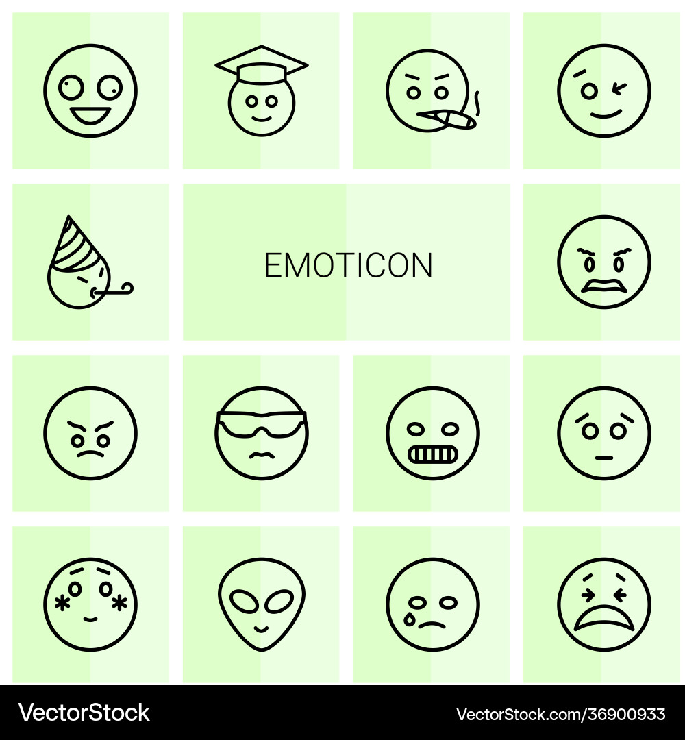 14 emoticon icons Royalty Free Vector Image - VectorStock