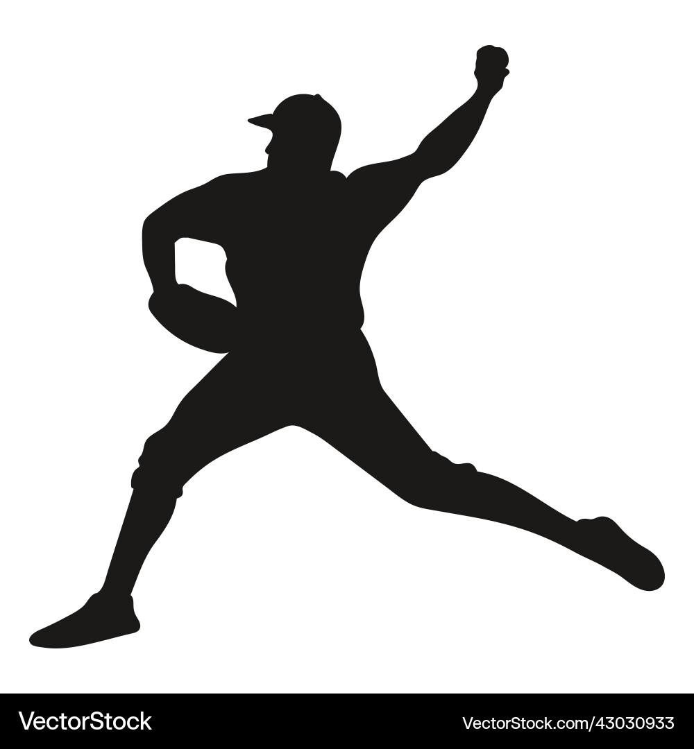 Baseball pitcher side silhouette Royalty Free Vector Image