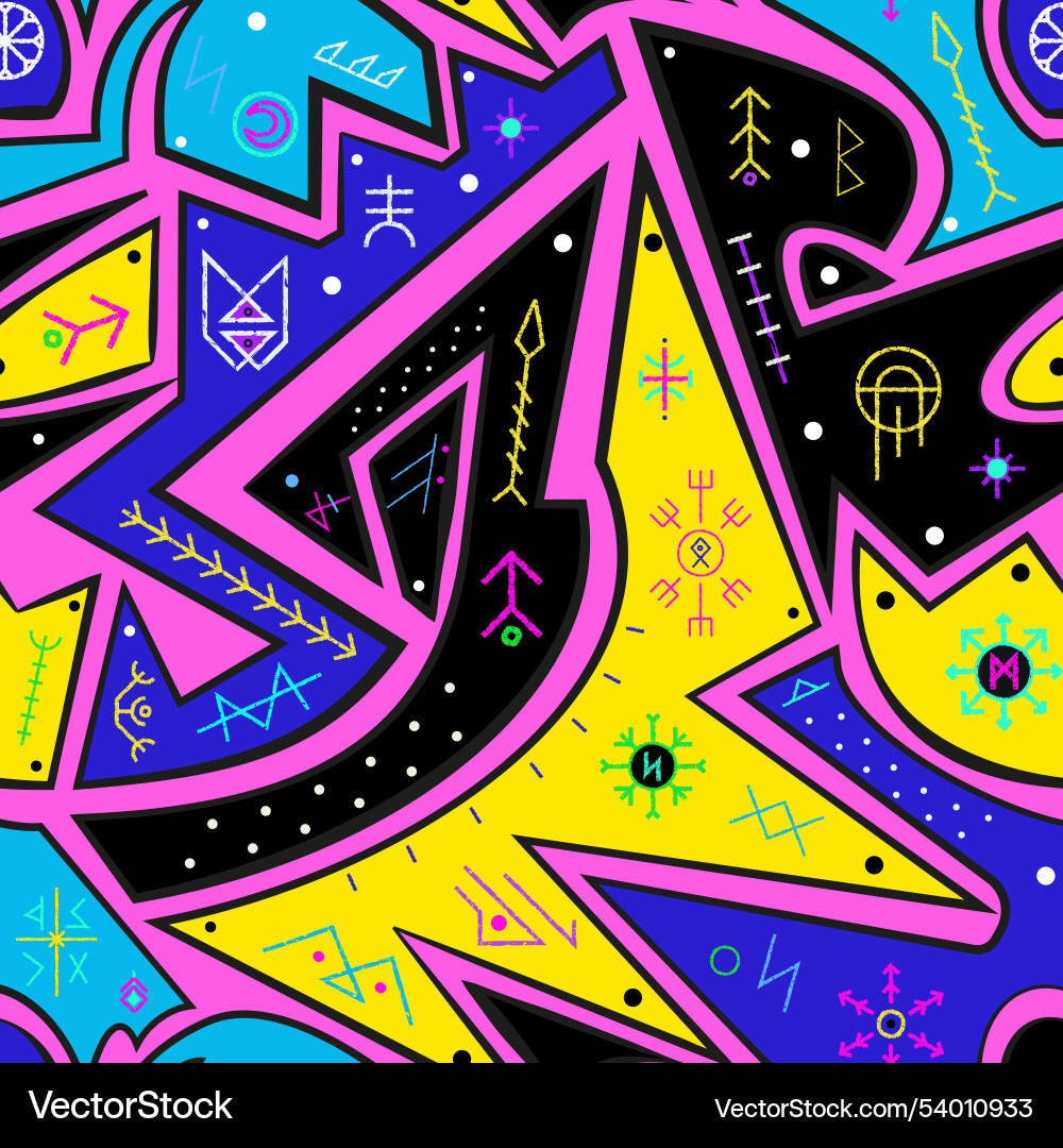 Electric tribal runes seamless pattern Royalty Free Vector