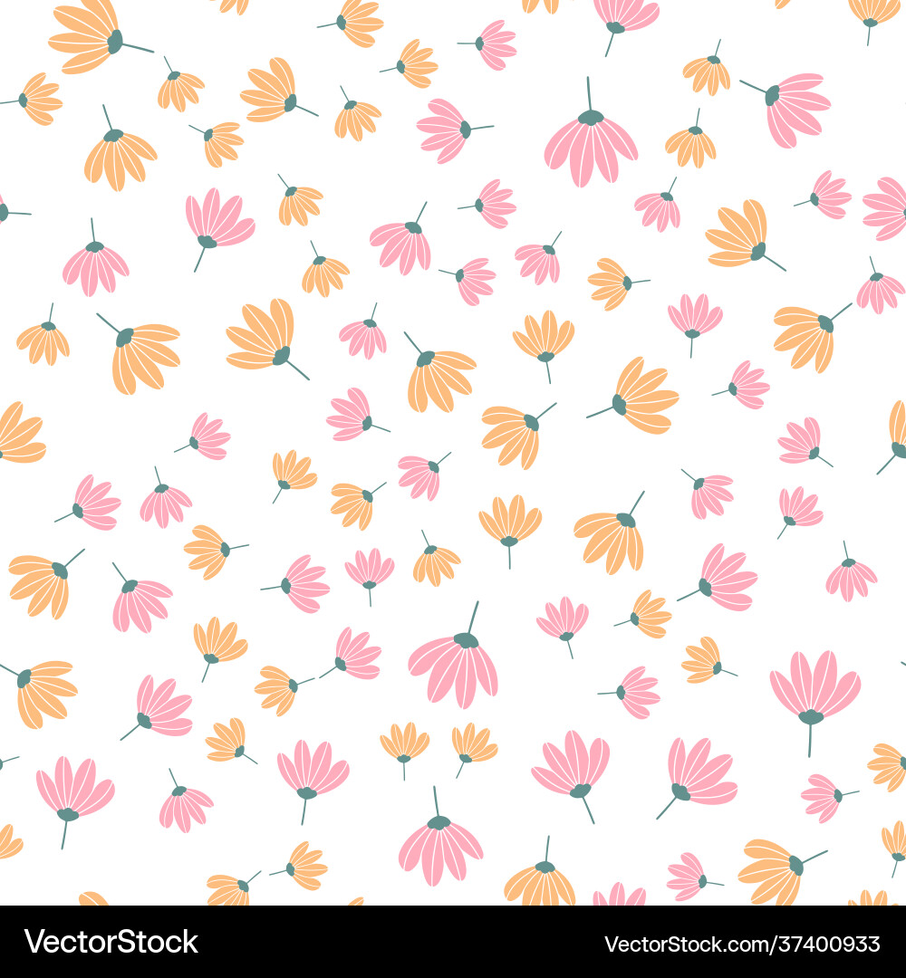 Floral pattern in doodle style with flowers Vector Image