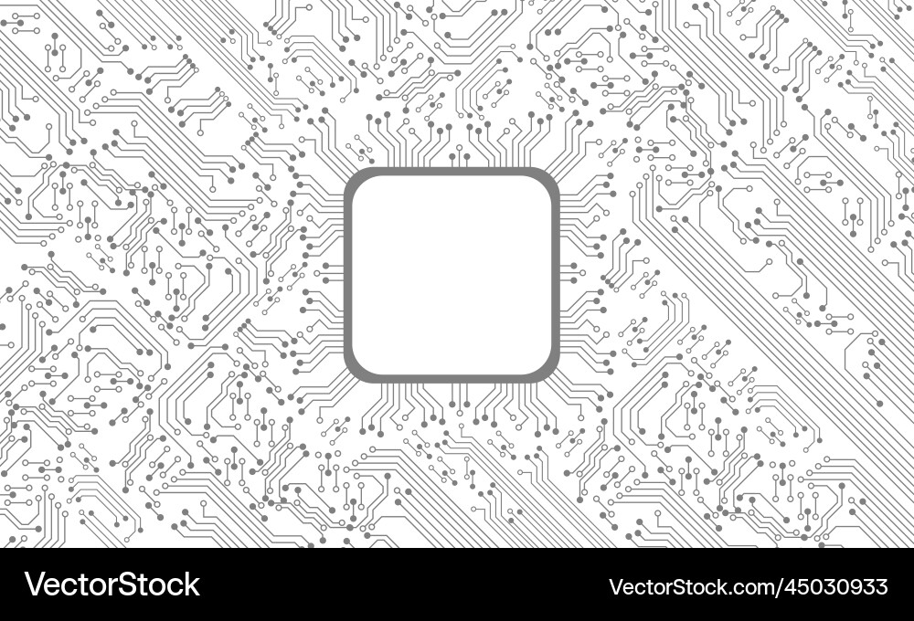 Grey circuit line technology pattern on white Vector Image