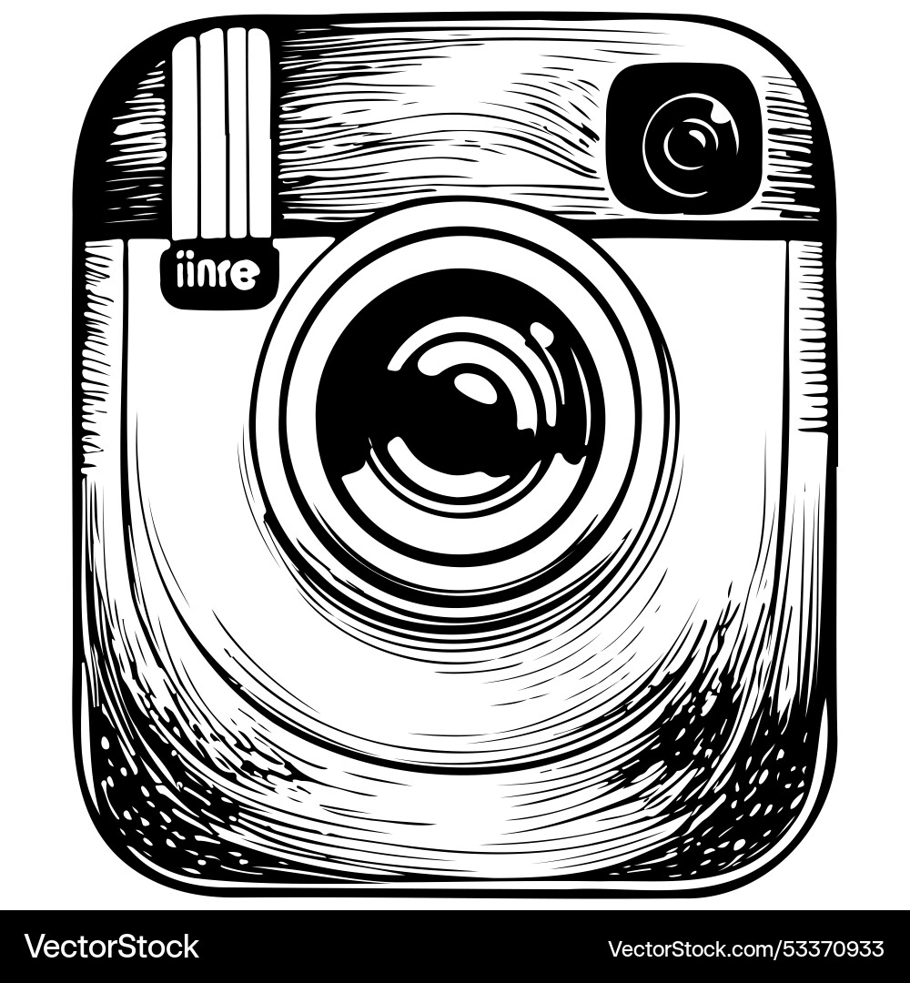 Instagram drawing realistic outline line Vector Image