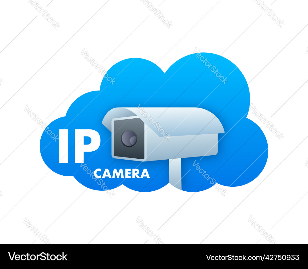 Ip camera in flat style 3d icon online Royalty Free Vector