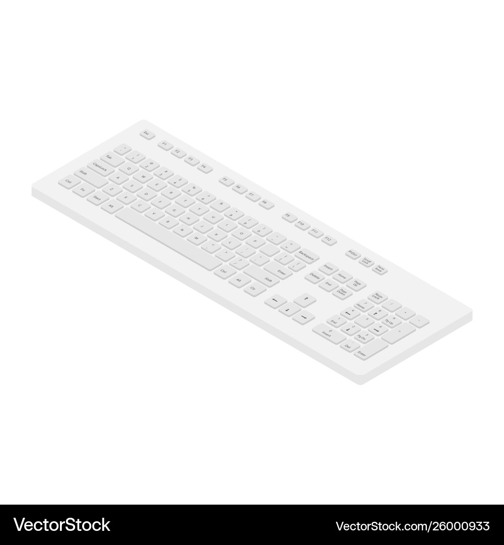 Isometric view white pc keyboard Royalty Free Vector Image