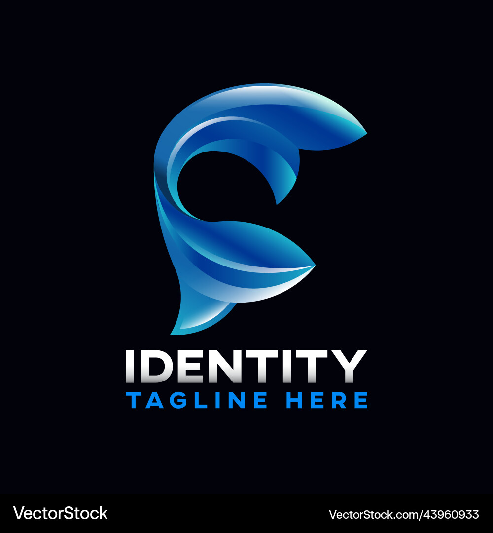 Modern letter f fish logo Royalty Free Vector Image