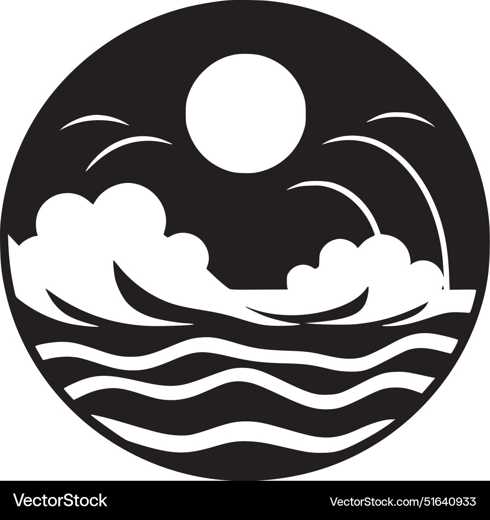 Ocean - black and white isolated icon Royalty Free Vector