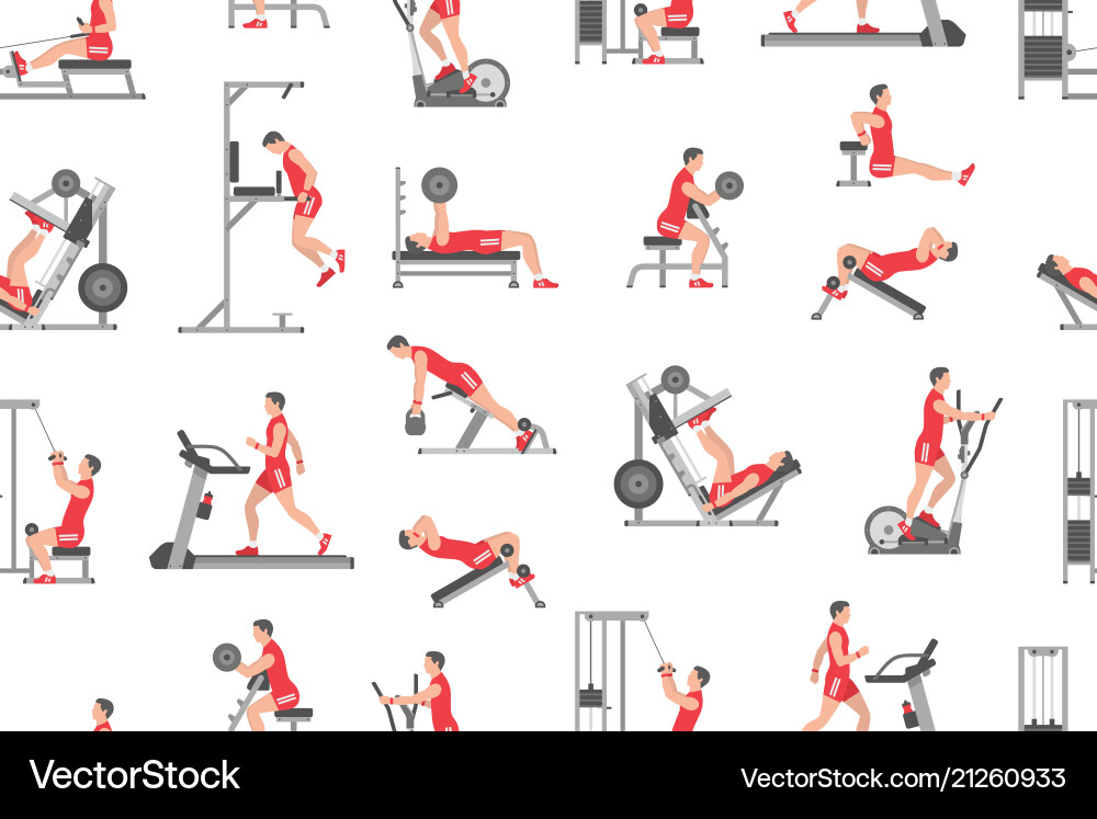 Seamless pattern with men doing exercises Vector Image