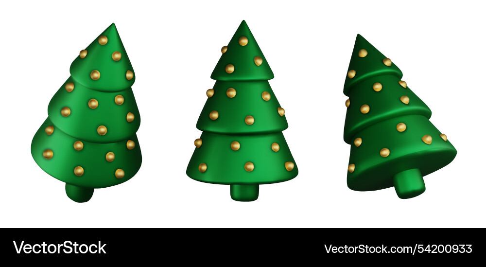 Set 3d violet christmas tree glossy new year Vector Image