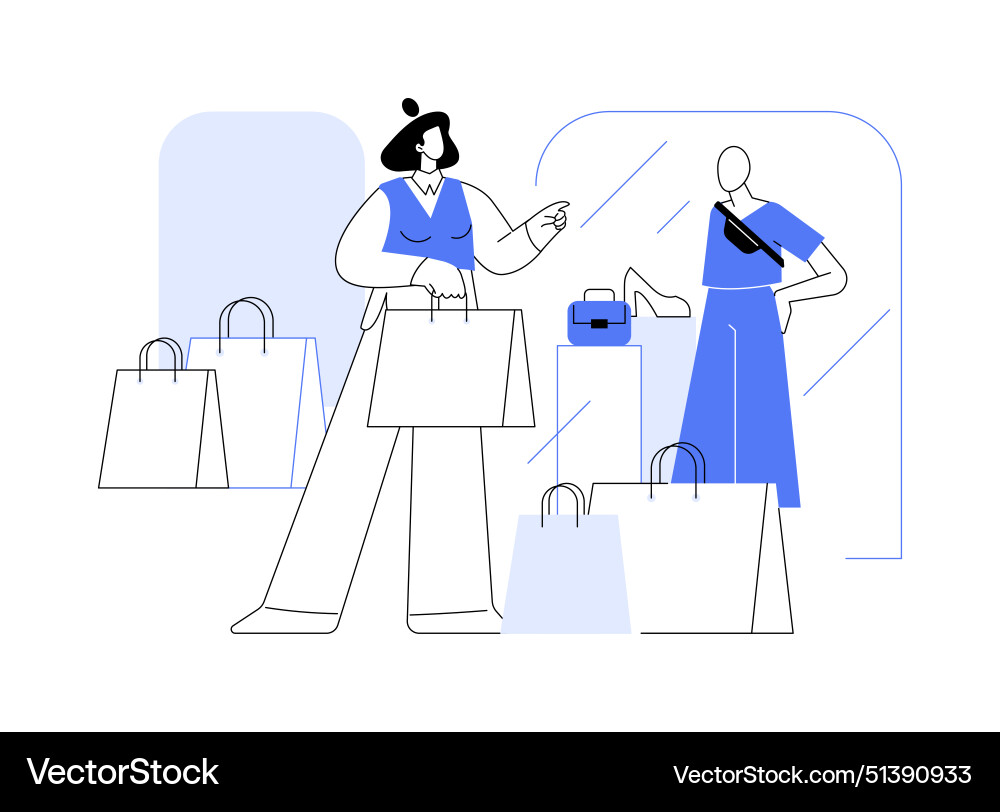Shopaholic isolated cartoon Royalty Free Vector Image