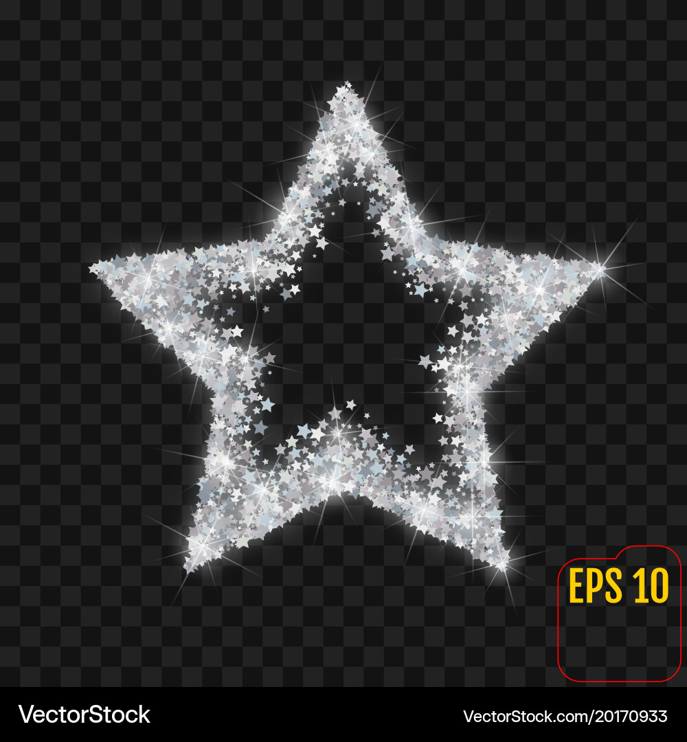 Silver Glitter Star Png