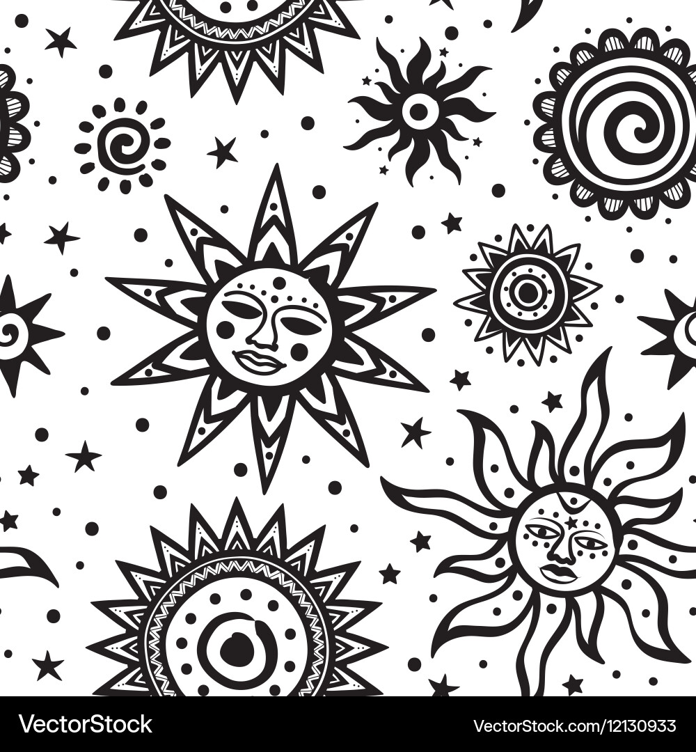 Tribal ornamental sun seamless pattern can Vector Image