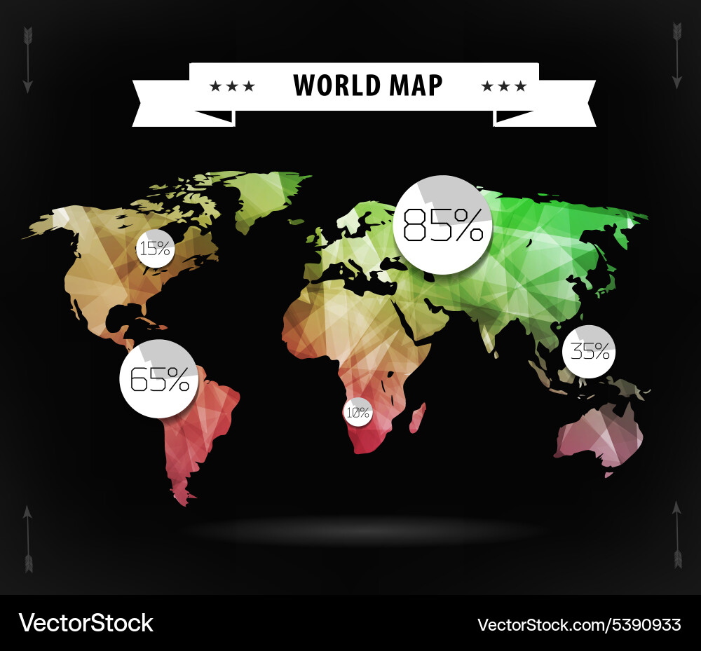 World map card Royalty Free Vector Image - VectorStock