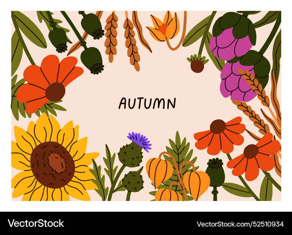 Autumn card floral botanical background fall Vector Image