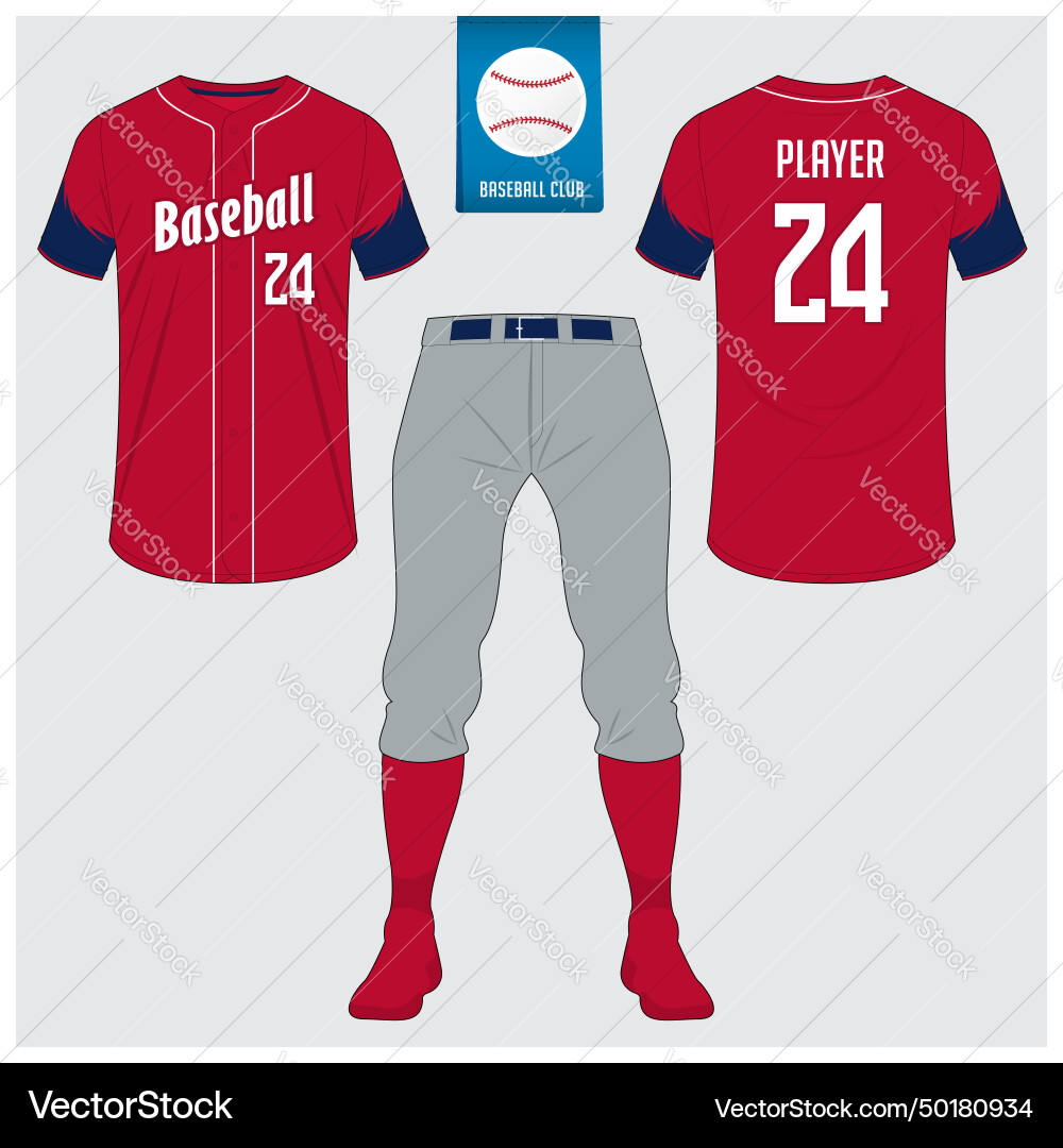 Baseball uniform mockup template design Royalty Free Vector